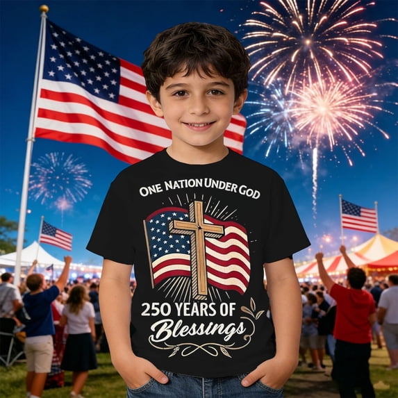 Boys Shirts Size 8-9Y Kids Independence Day Theme Print Crew Neck Short ...