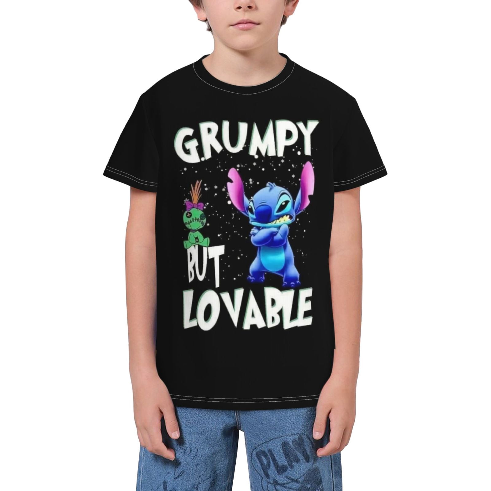 Boys Shirts,Stitch GRUMPY BUT LOVABLE T-Shirts for Kids Teens Short ...