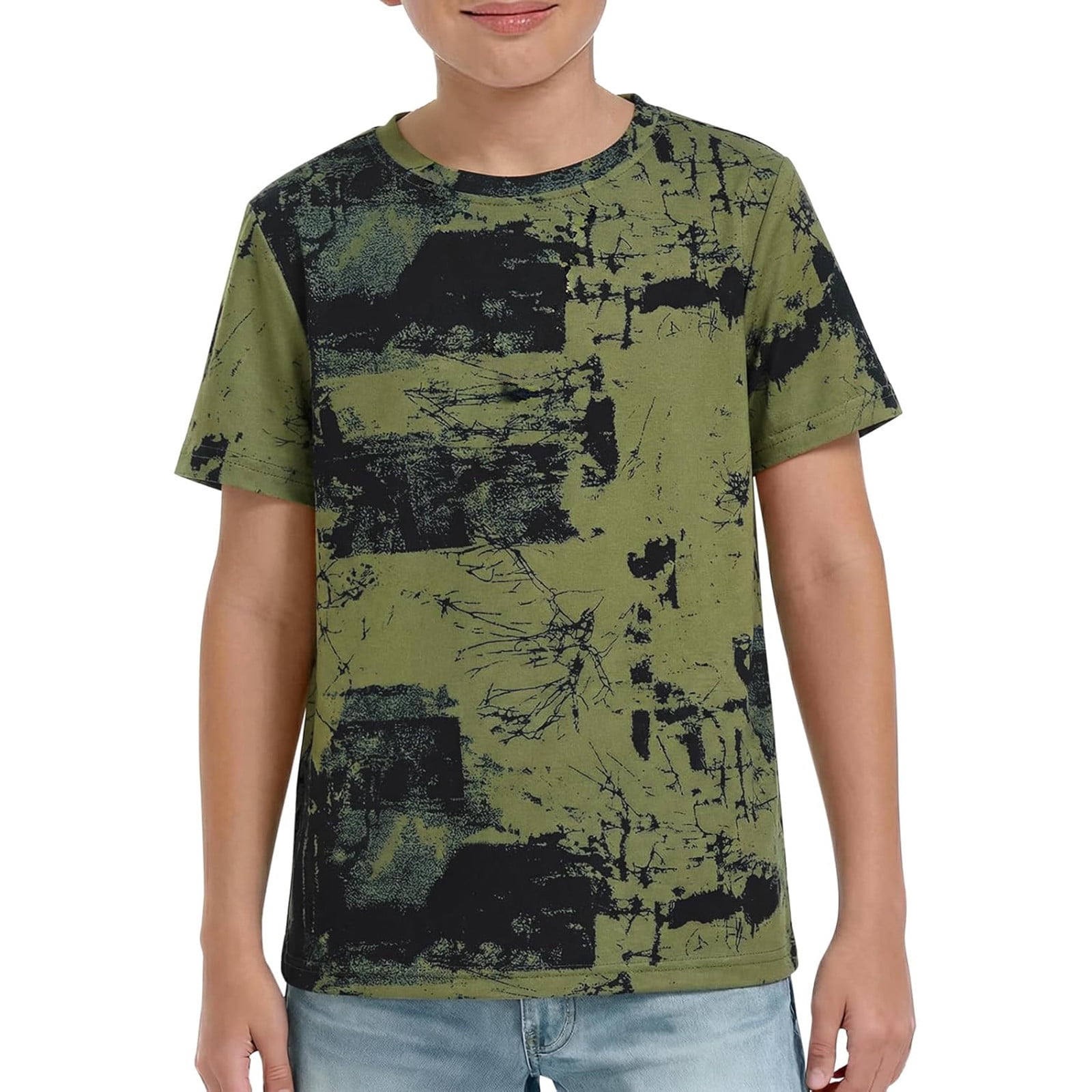 Boys Shirts Summer Cartoon Print Short Sleeve T-Shirt Regular Soft ...
