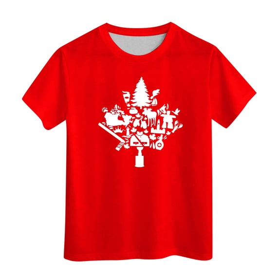 Boys Shirts T Shirt Canada Day Girls Short Sleeve Summer Crewneck ...