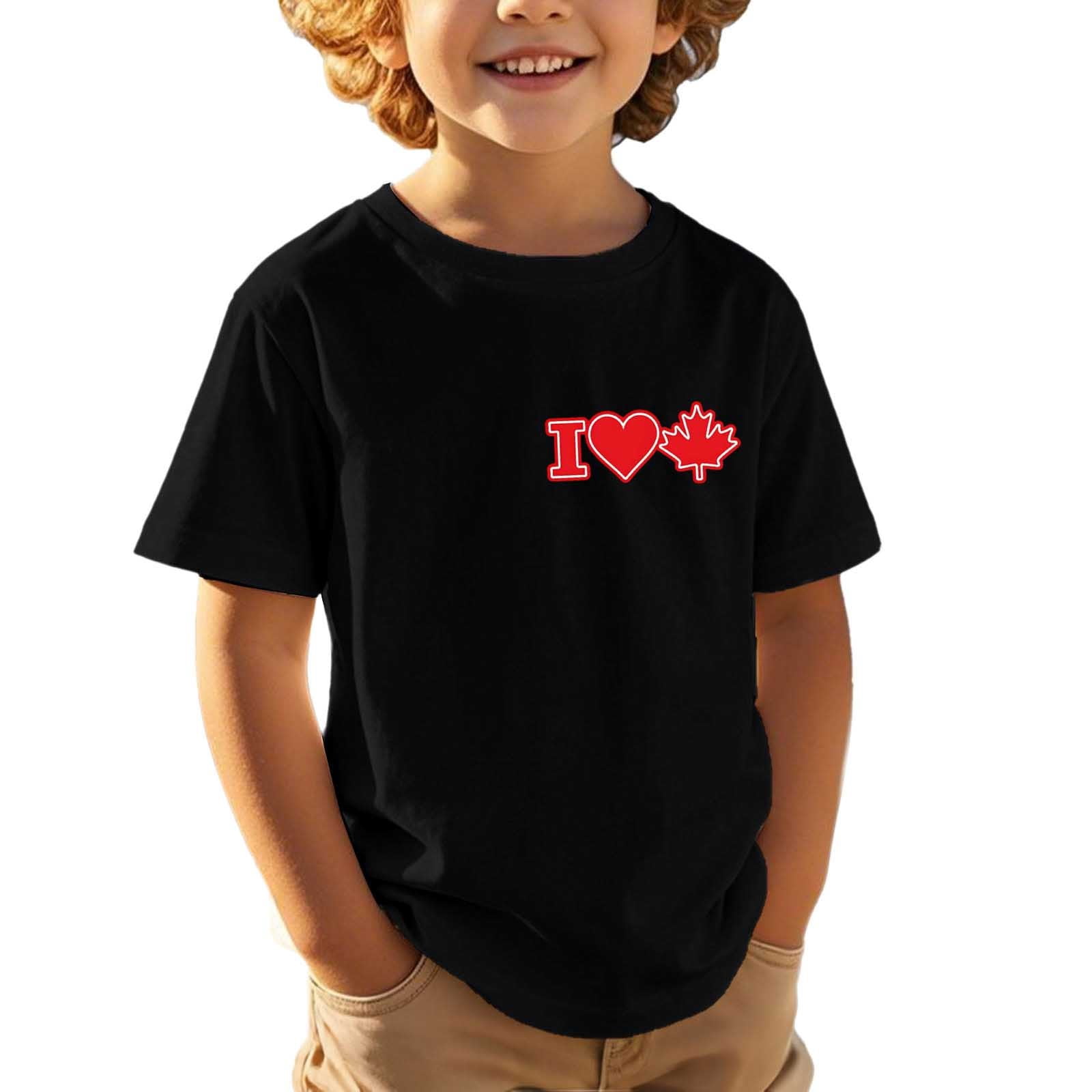 Boys Shirts T Shirt Graphic Embroidered Maple Leaf Canadian Patriotic ...