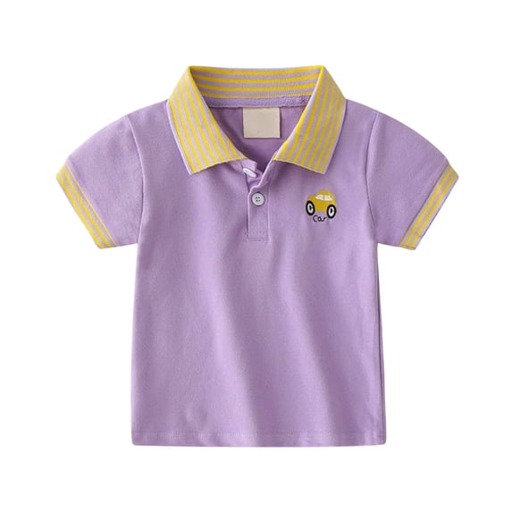 Boys Shirts T Shirt Kids Girls Short Loose Sleeve Casual Striped Button ...