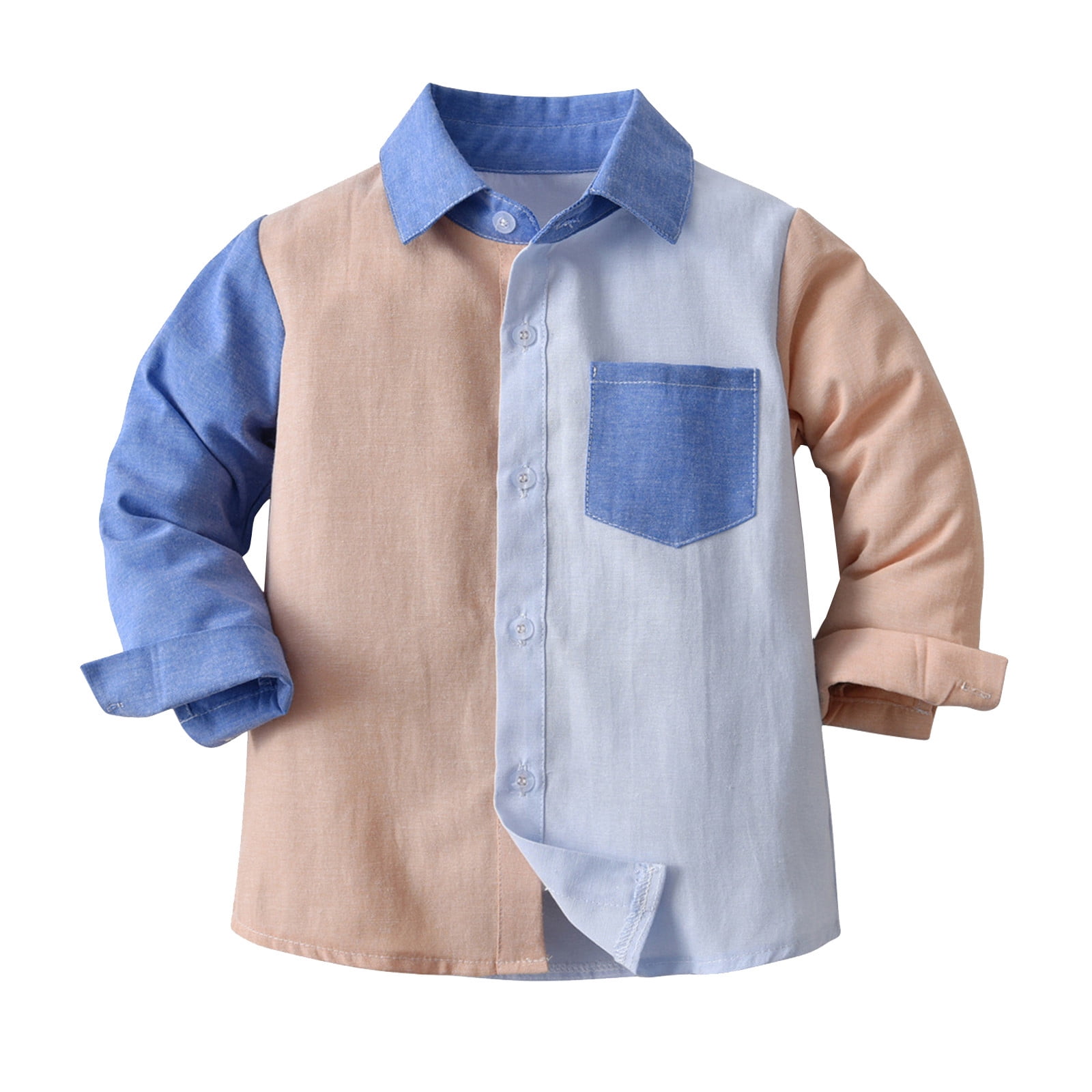 Boys Shirts Toddler Long Sleeve Spring Lapel Shirt Baby Kids Patchwork ...