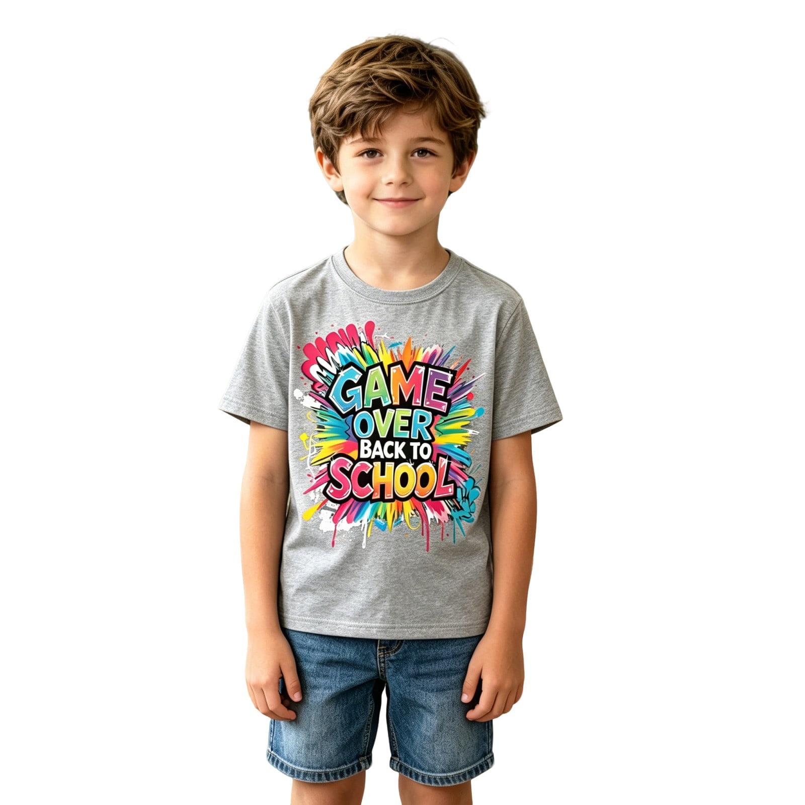 Boys Short Sleeve Back to School Graphic T-Shirt, Comfortable Crew Neck ...