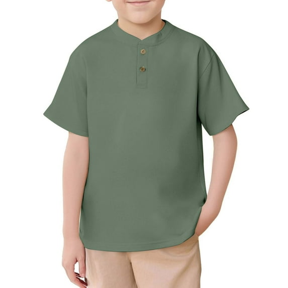 Boys' Short Sleeve Button-Front Henley T-Shirt: Soft, Breathable, and ...