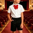 Boys' Short Sleeve Dress Shirt, Shorts & Big Bow Tie 3-Piece Outfit Set ...