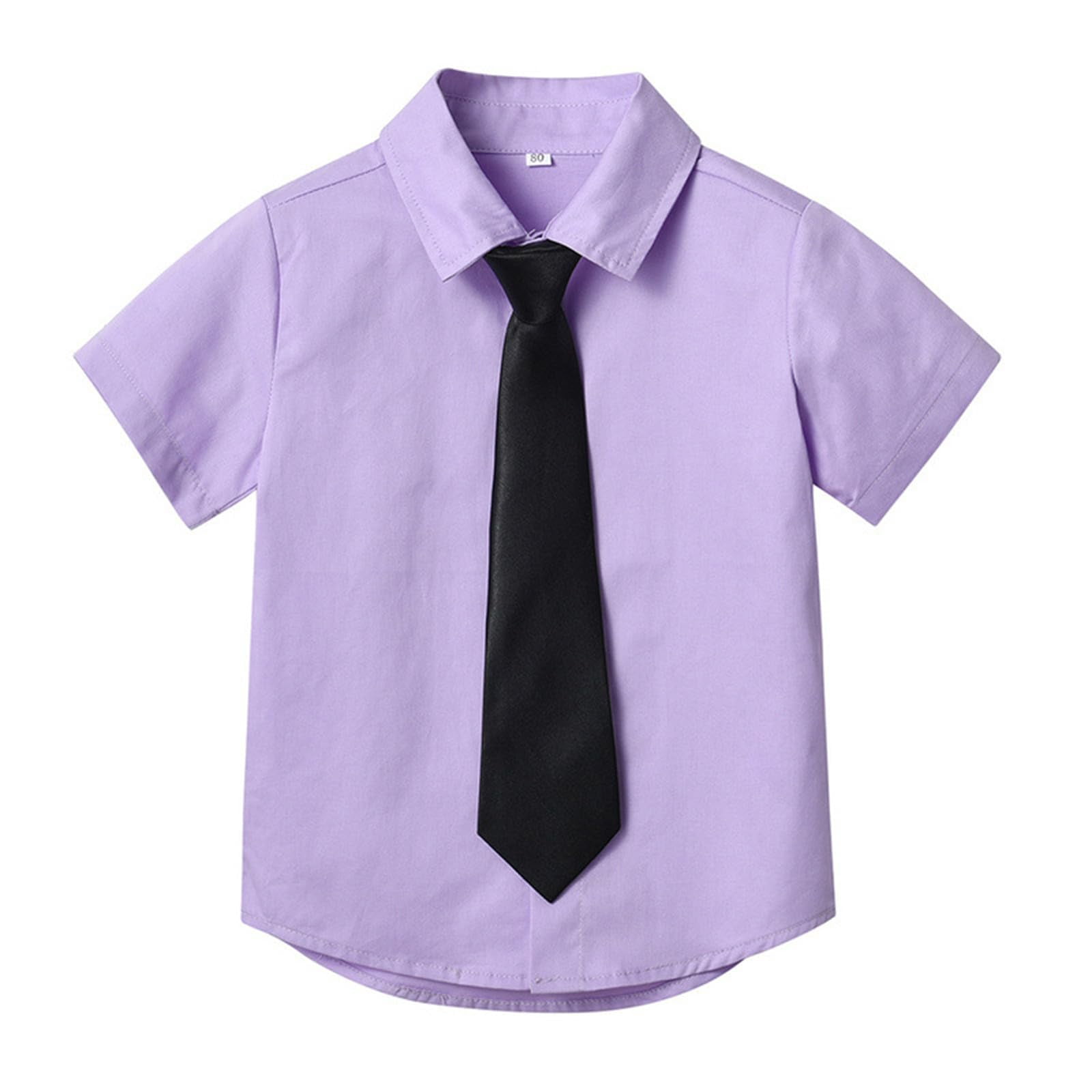 Boys Short Sleeve Dress Shirts Solid Button Down Shirts Summer Formal ...