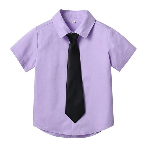 Boys Short Sleeve Dress Shirts Solid Button Down Shirts Summer Formal ...