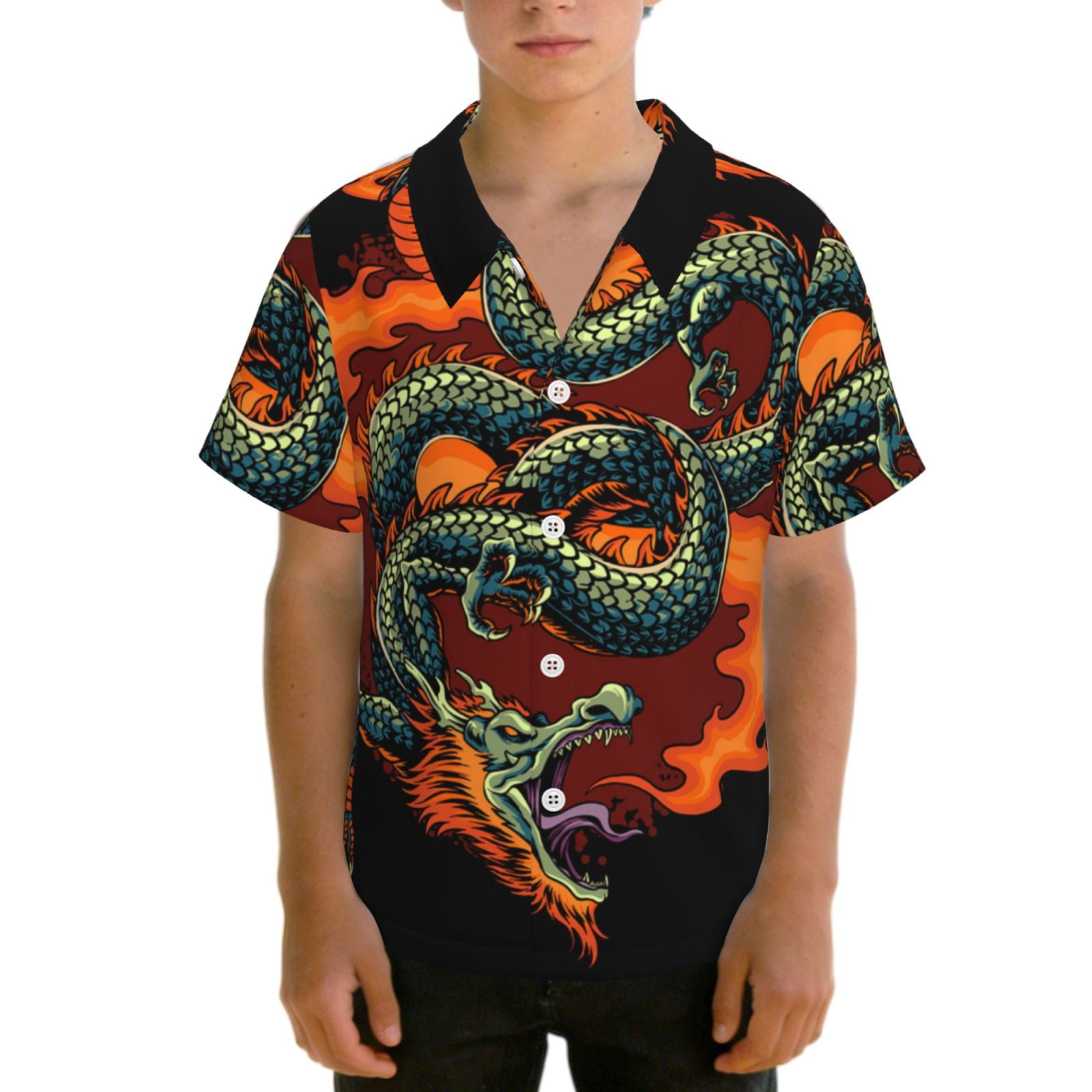 Boys' Short Sleeve Hawaiian Shirt Button Down Beach Tops Summer for ...
