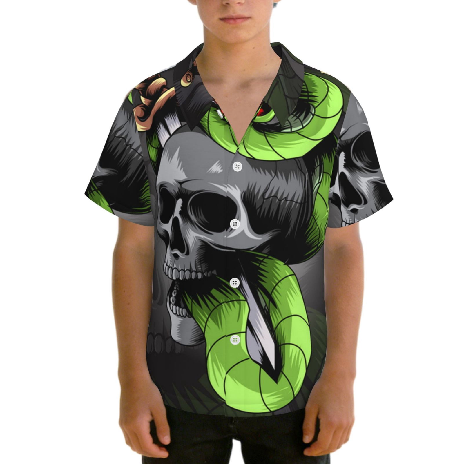 Boys' Short Sleeve Hawaiian Shirt Kids Teens Button Down Beach Tops ...