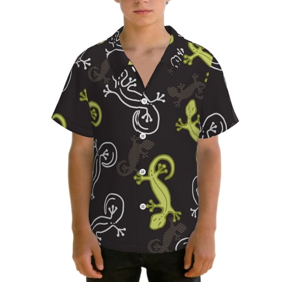 Boys' Short Sleeve Hawaiian Shirt Kids Teens Button Down Beach Tops ...