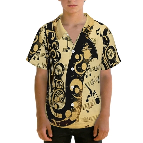 Boys Short Sleeve Hawaiian Shirt Kids Teens Casual Button Down Summer ...