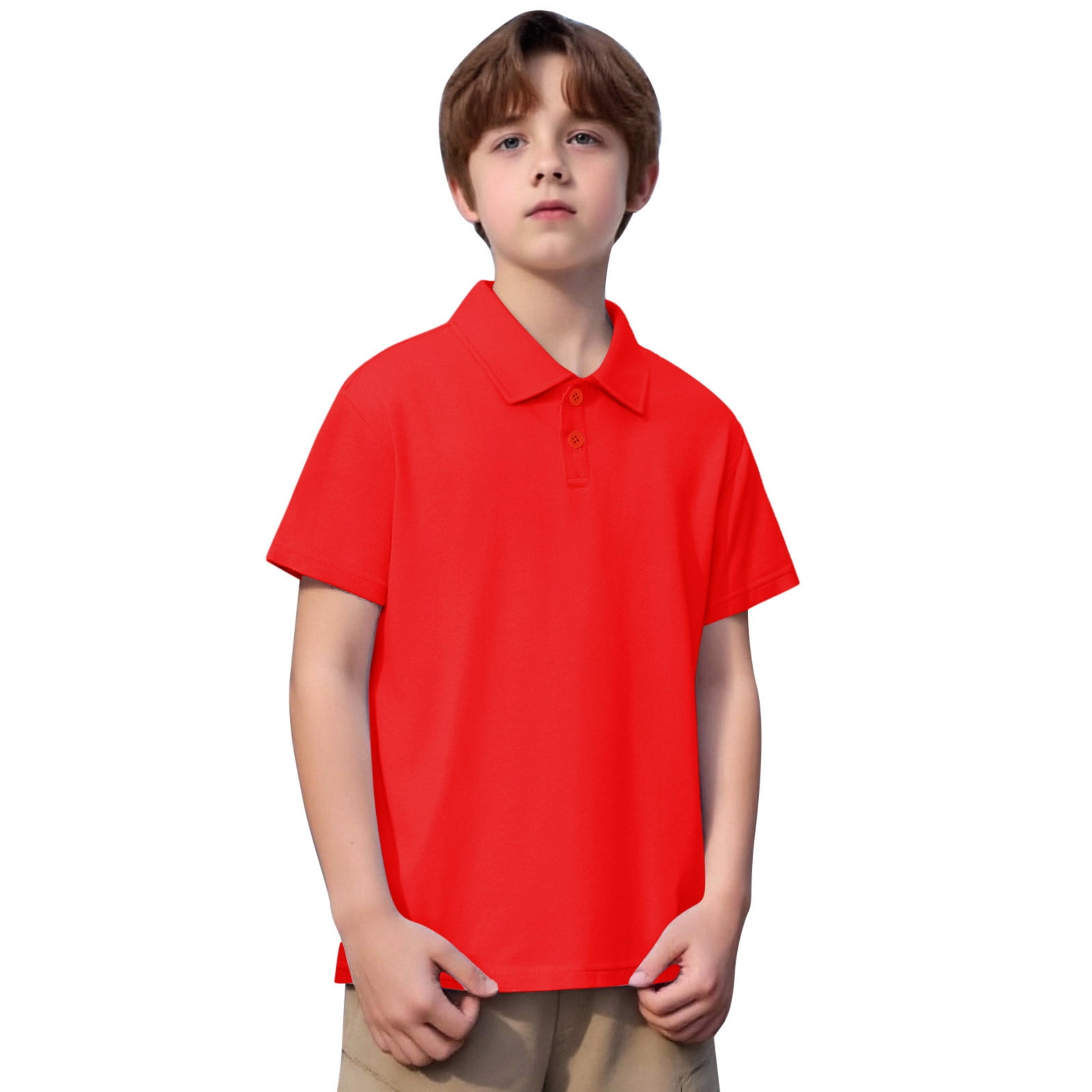 Boys Short Sleeve Polo Shirt Kids Collared School Uniform Shirts 4-13 ...