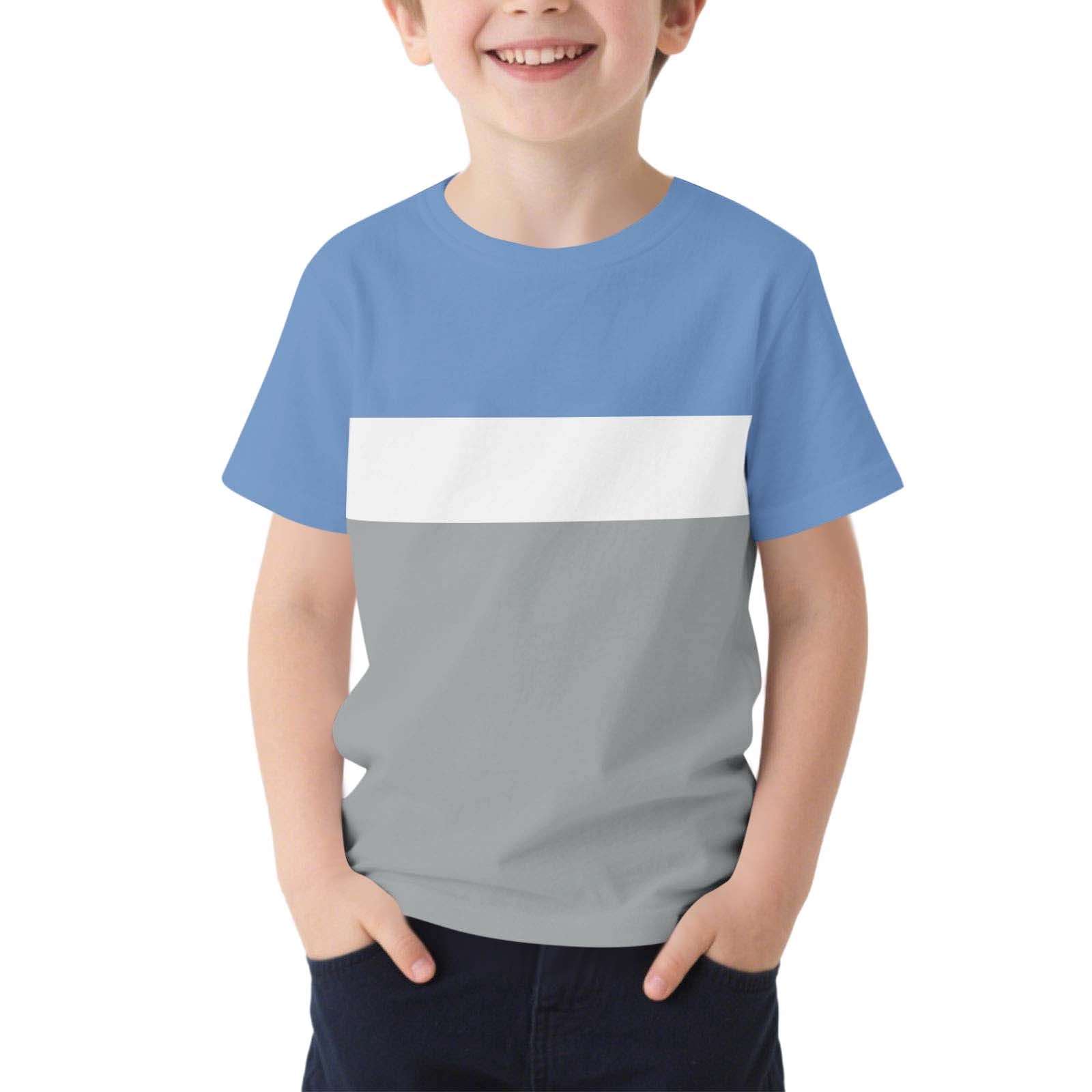 Boys Short Sleeve Shirts Color Block Crewneck Loose T-Shirts Summer ...