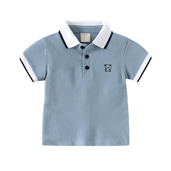 Boys Short Sleeve Shirts Solid Color Button Closure Comfortable & Soft ...
