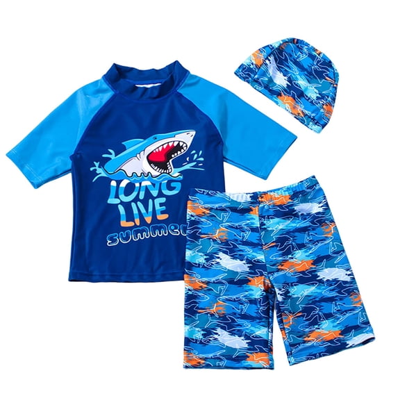 Boys Short Sleeve Shorts Swimsuit Cartoon Print Quick Dry for Summer ...