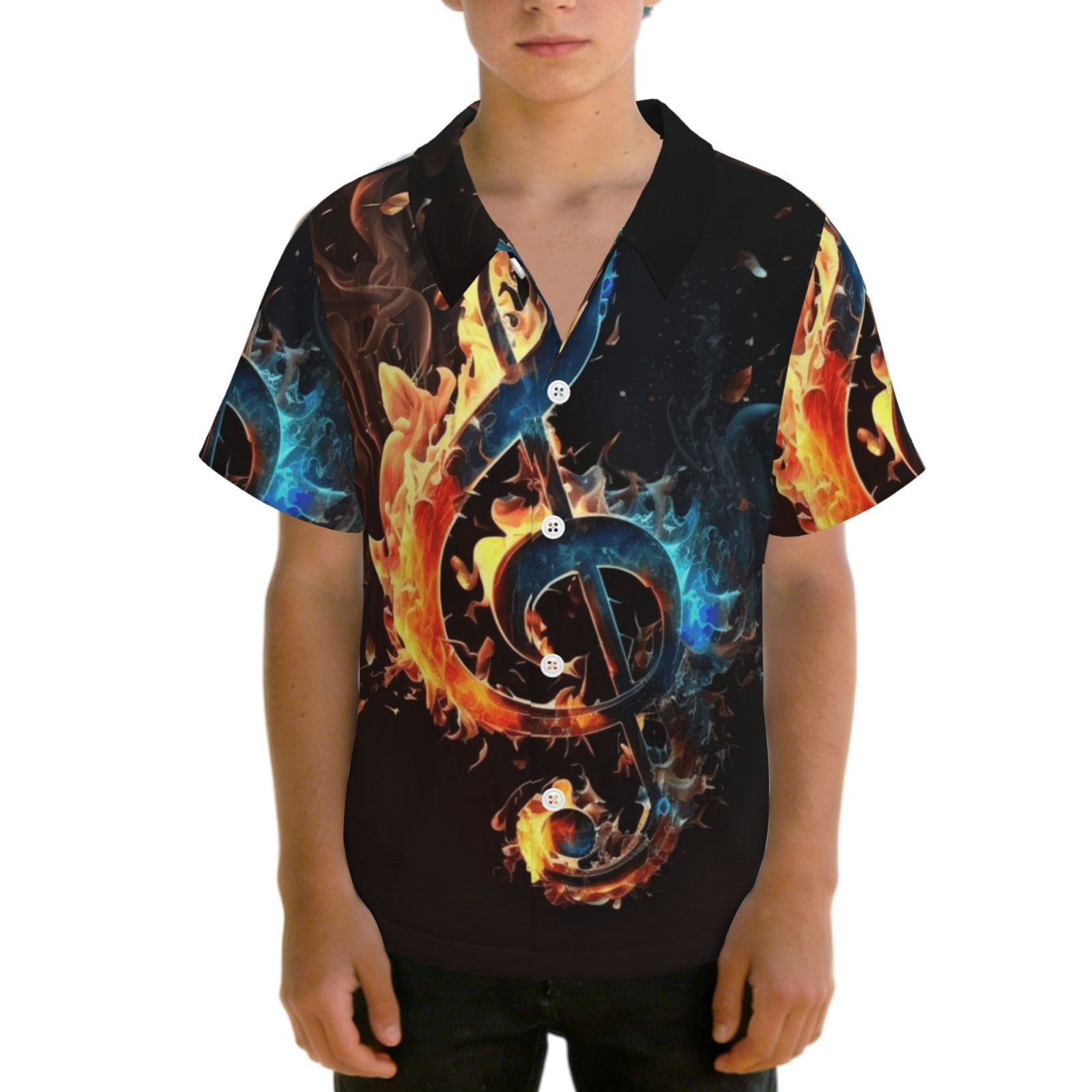 Boys Short Sleeve Summer Beach Tops Teenage Kids Button Down Hawaiian ...