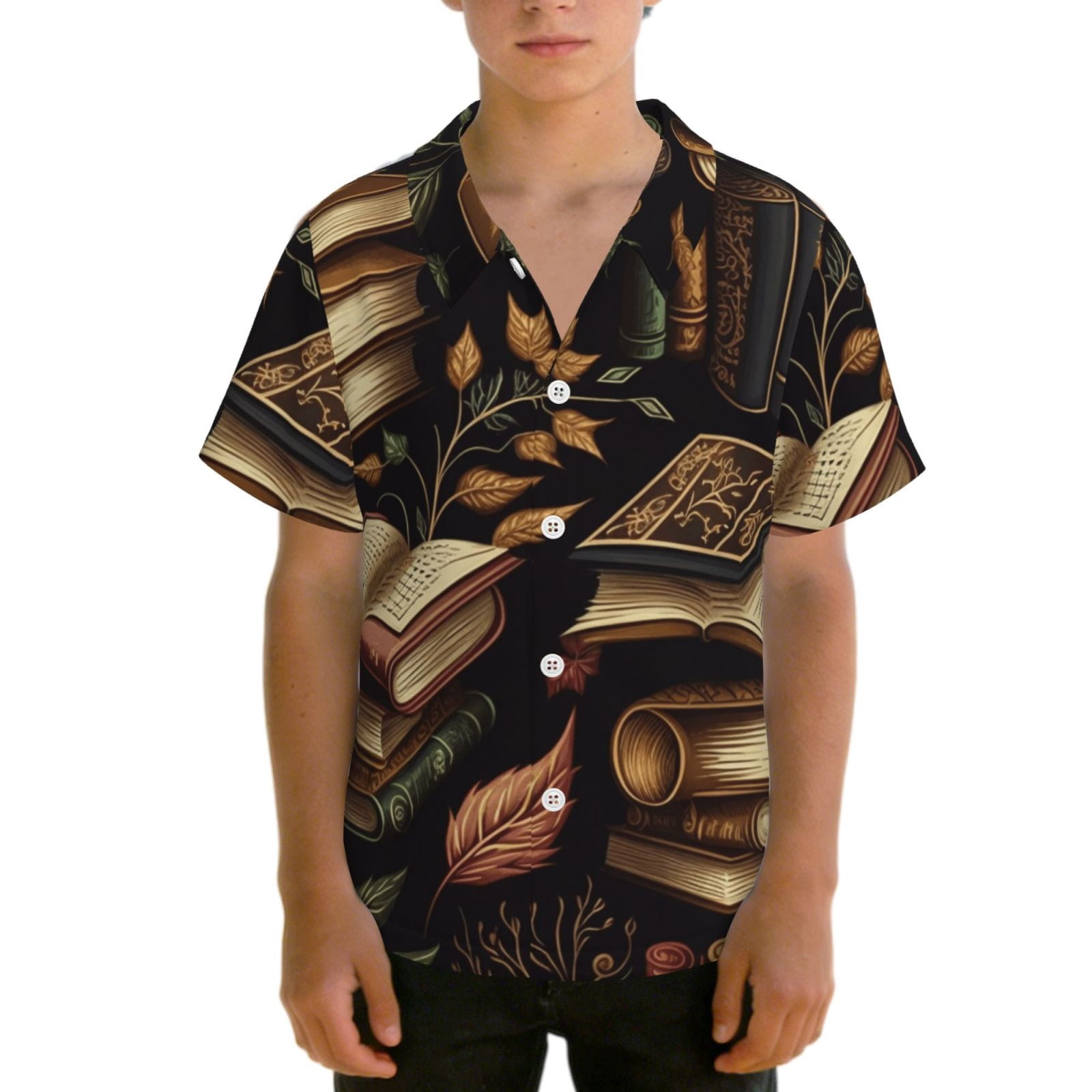 Boys Short Sleeve Summer Beach Tops Teenage Kids Button Down Hawaiian ...