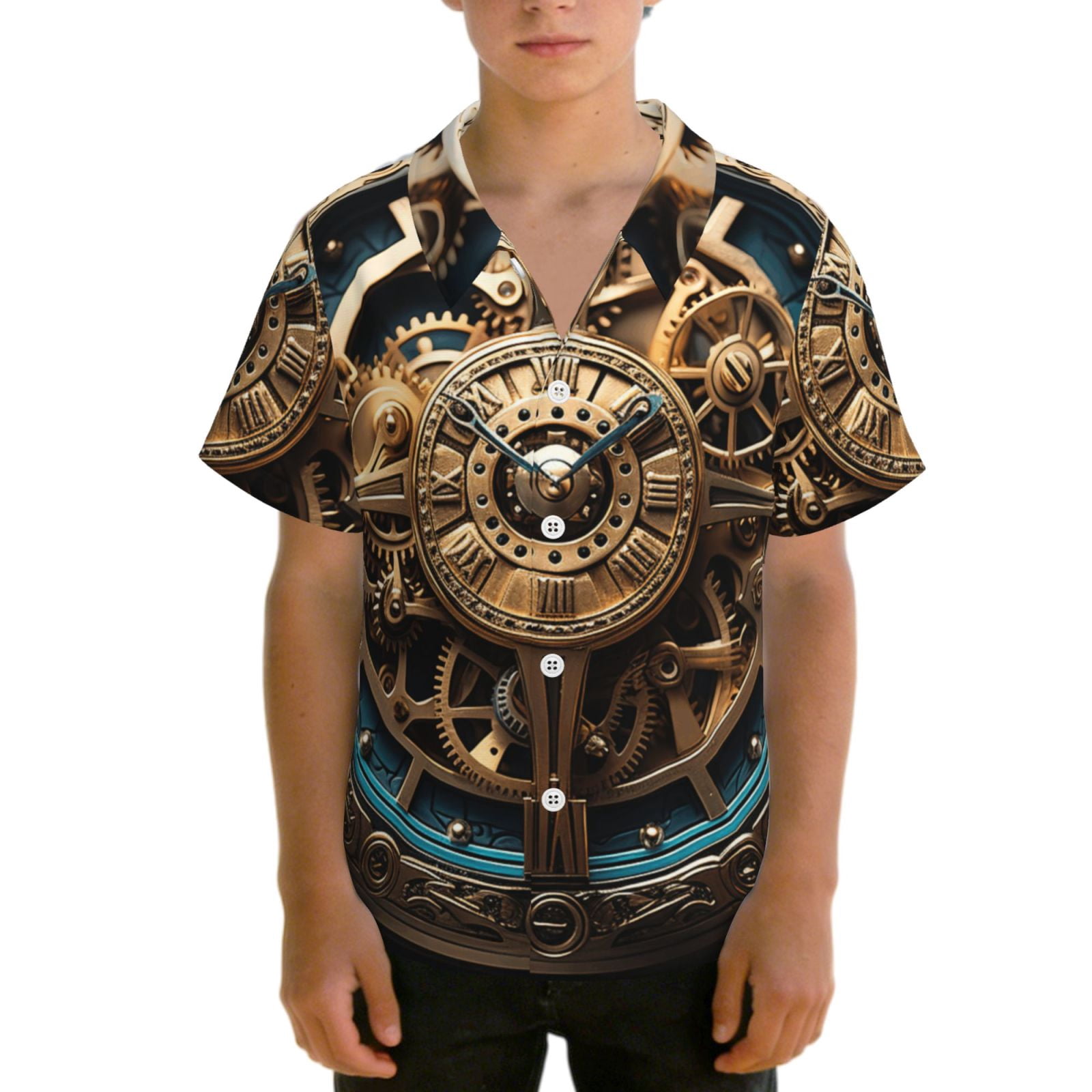 Boys Short Sleeve Summer Beach Tops Teenage Kids Button Down Hawaiian ...