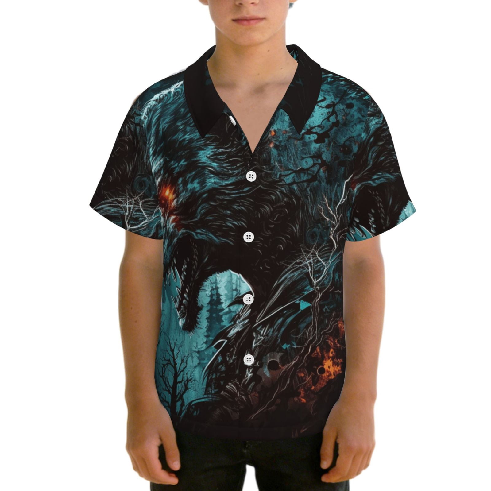 Boys Short Sleeve Summer Beach Tops Teenage Kids Button Down Hawaiian ...