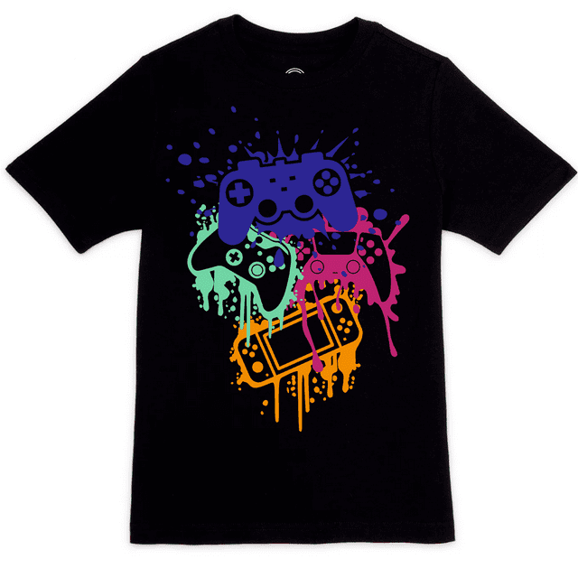 Boys Short Sleeve Video Gaming Controllers Graphic T-Shirt Size 14-16 ...