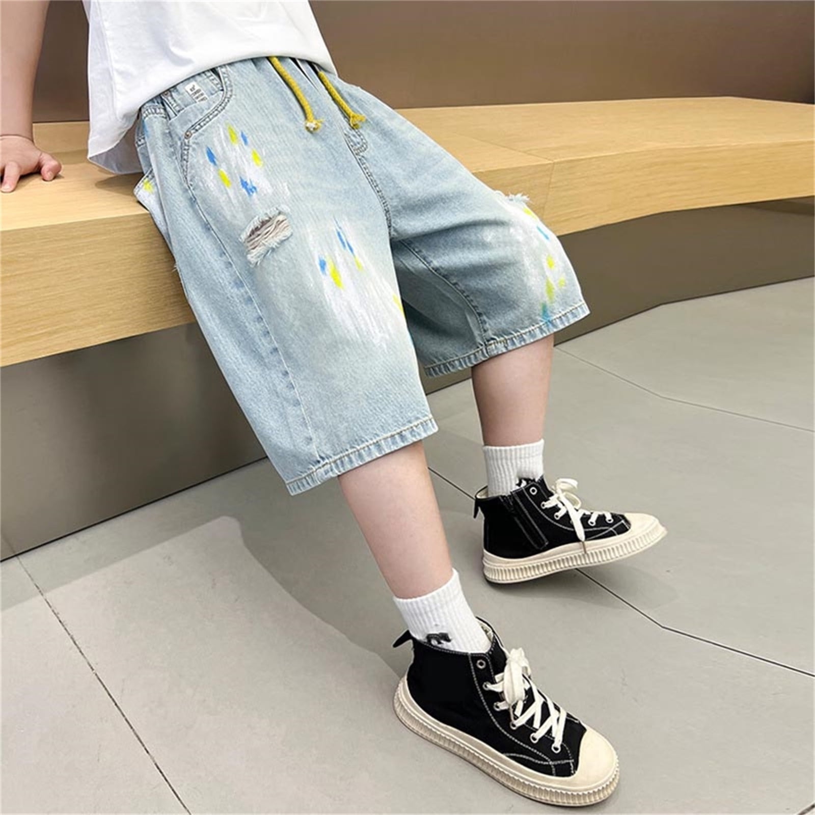 Boys Shorts Denim American Vintage Cargo Style Loose Thin Casual for ...