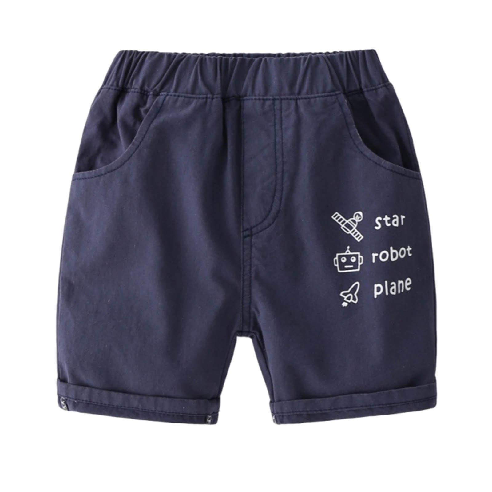 Boys Shorts Elastic Waist Loose Fit Cartoon Print Breathable Summer ...