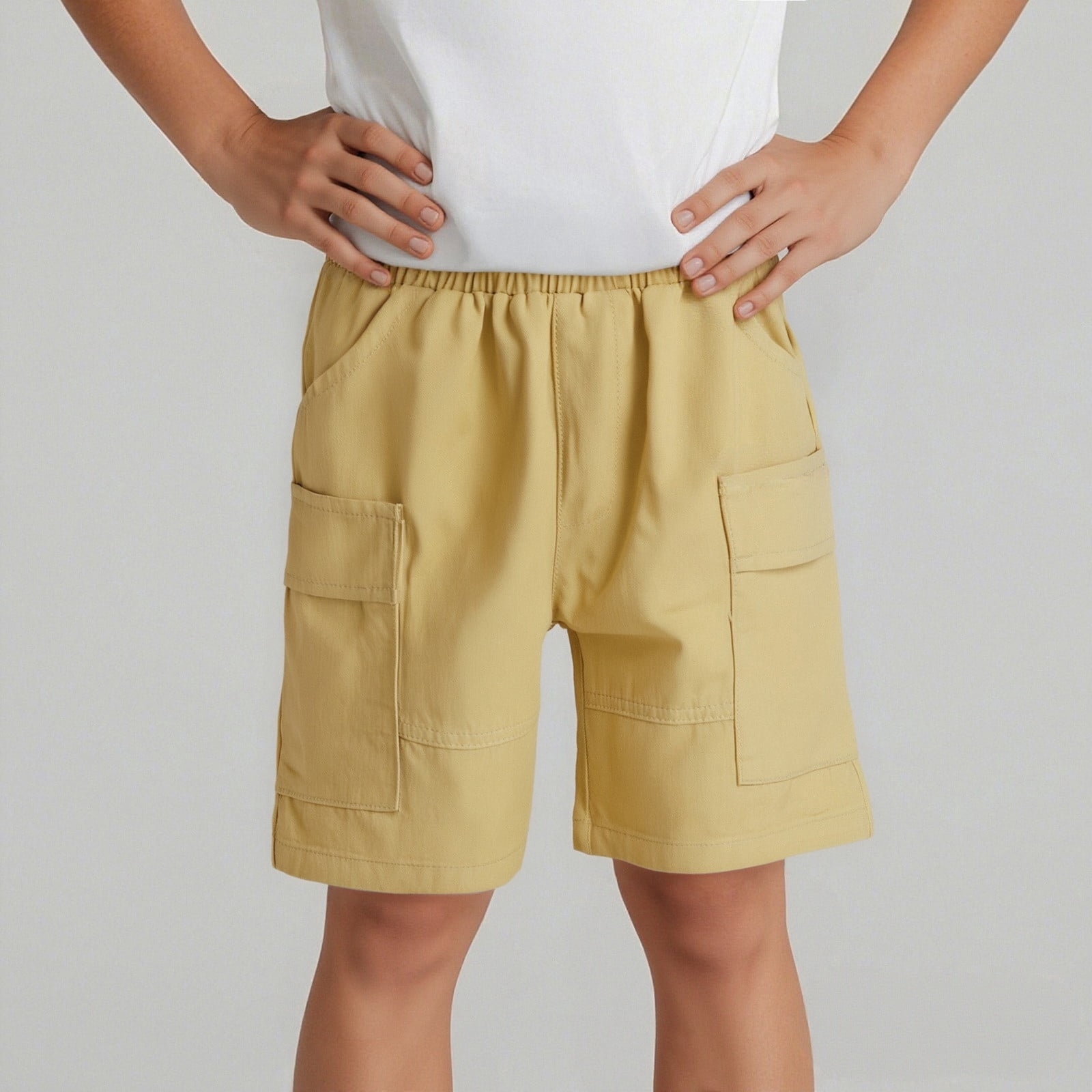 Boys' Shorts Khaki Cargo Shorts Stretchy Relaxed Casual Boy Summer ...