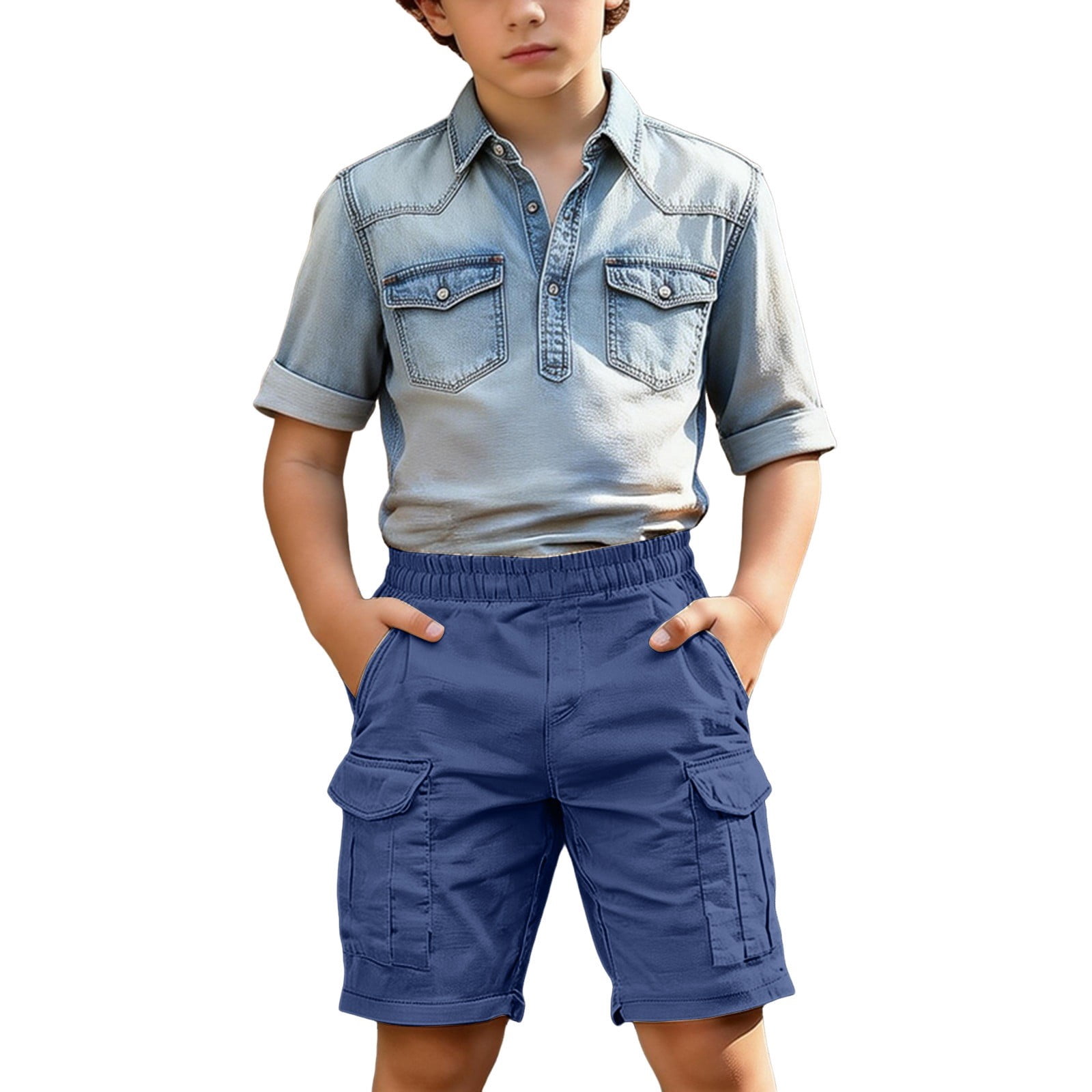 Boys Shorts Kids Cotton Cargo Athletic Shorts Boy's School Uniform ...