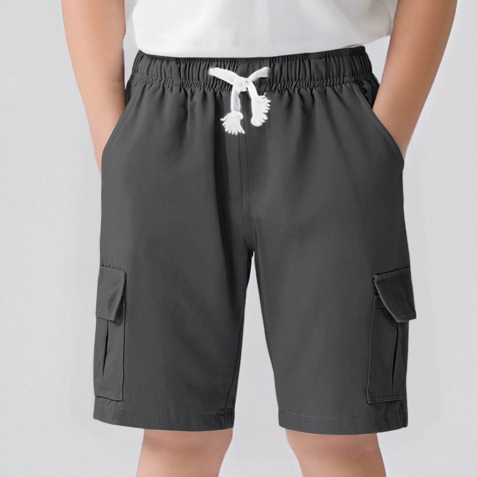 Boys Shorts Kids Drawstring Cargo Shorts Pull On Jogger School Stretch ...