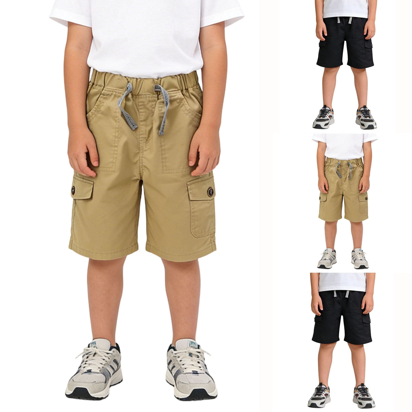 Boys Shorts Kids Lightweight Woven Five Point Shorts Elastic Waist ...