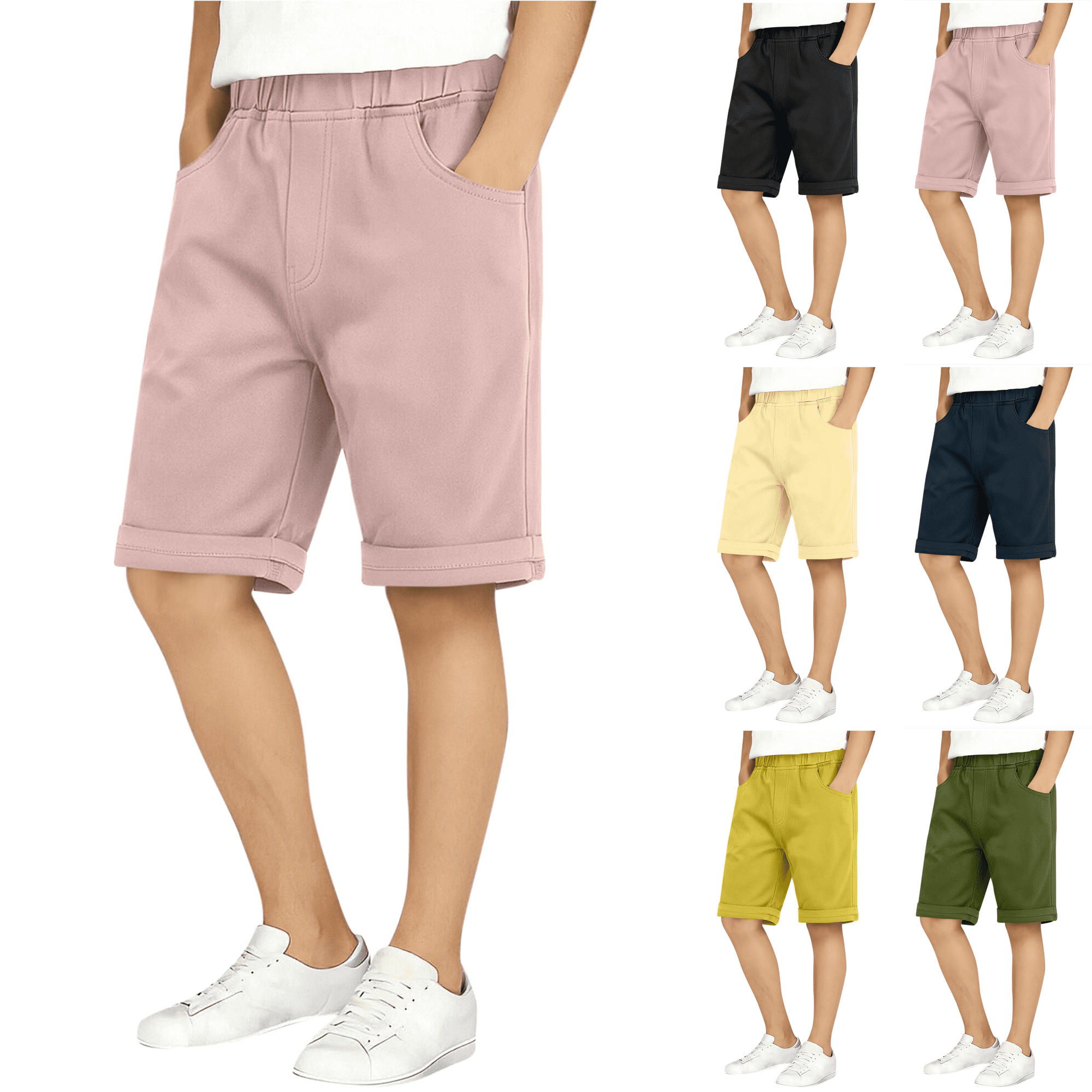 Boys Shorts Pull On Elastic Waist with Pockets Breathable Soft Summer ...
