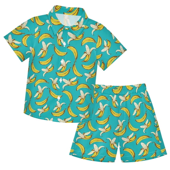 Boys Shorts Sets Banana Print Short Sleeve Shirt and Shorts 2 Piece Set ...