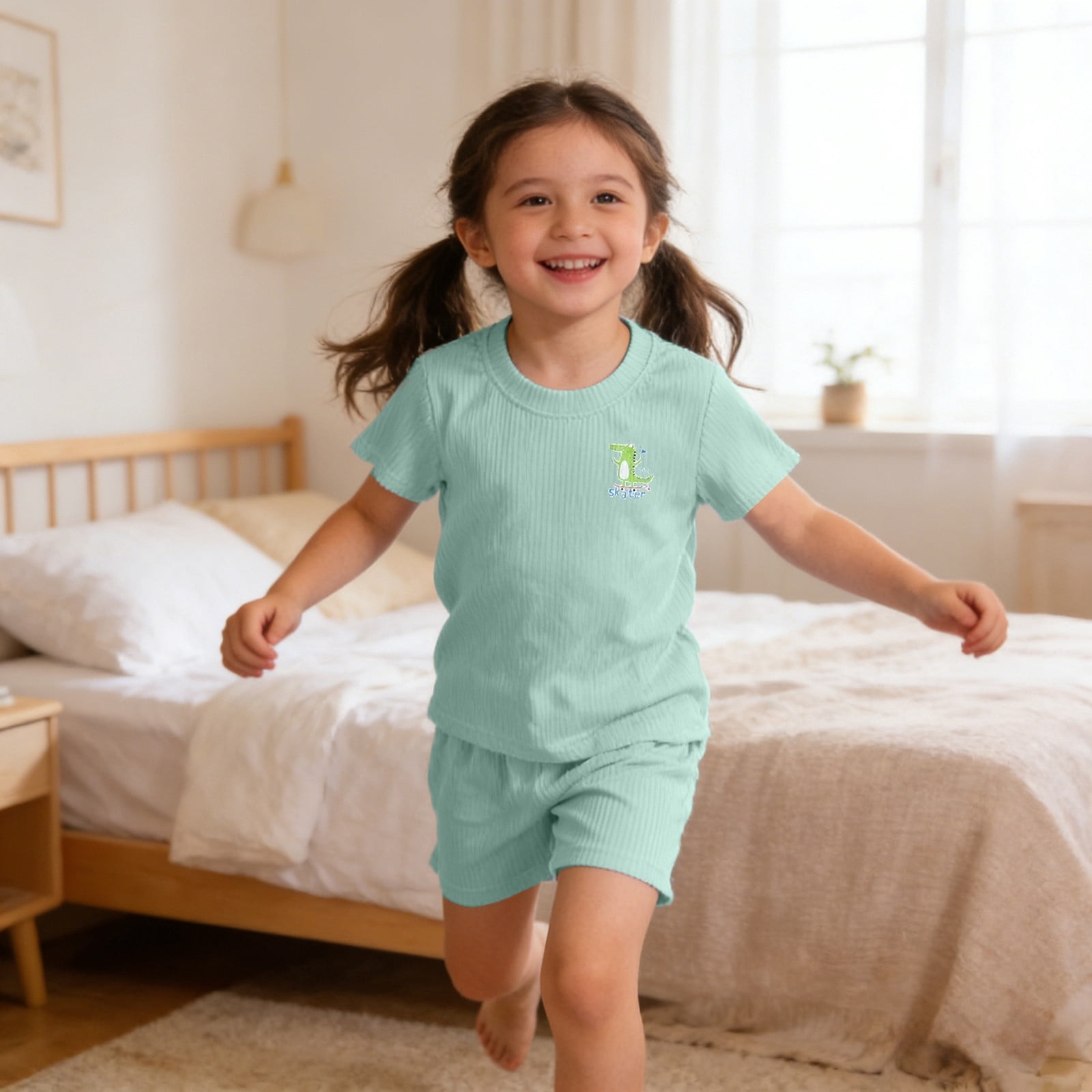 Boys Shorts Sets Girls Little Floral Print Crewneck Tee and Shorts 2 ...
