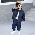 Boys Shorts Sets Solid Color Denim Short Sleeve Button Down Shirt and ...