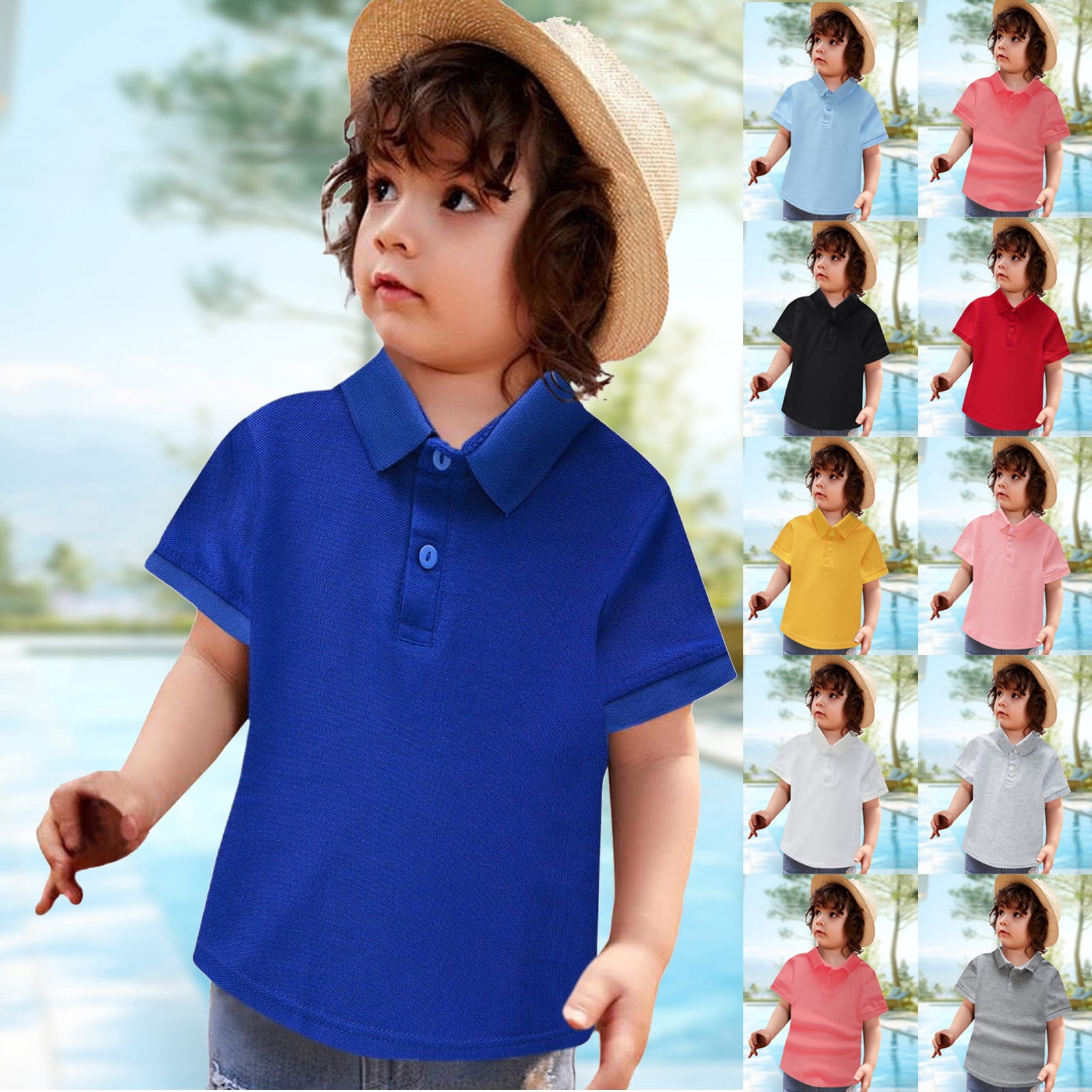 Boys Shorts Sleeve Polo Shirts Soild Color School Uniform Tops Baby Boy ...