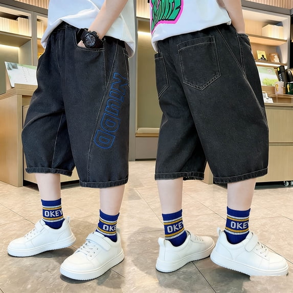 Boys Shorts Summer Denim Shorts for Big Kids Casual Mid Length Boys ...