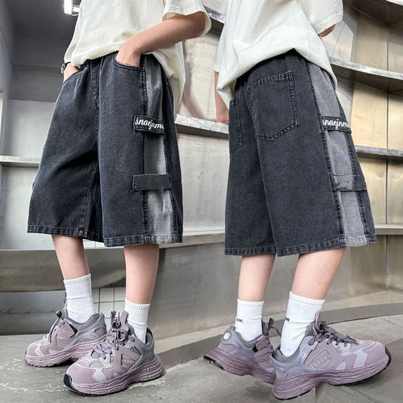 Boys Shorts Summer Thin Loose Denim Mid Length Shorts for Boys Thin ...