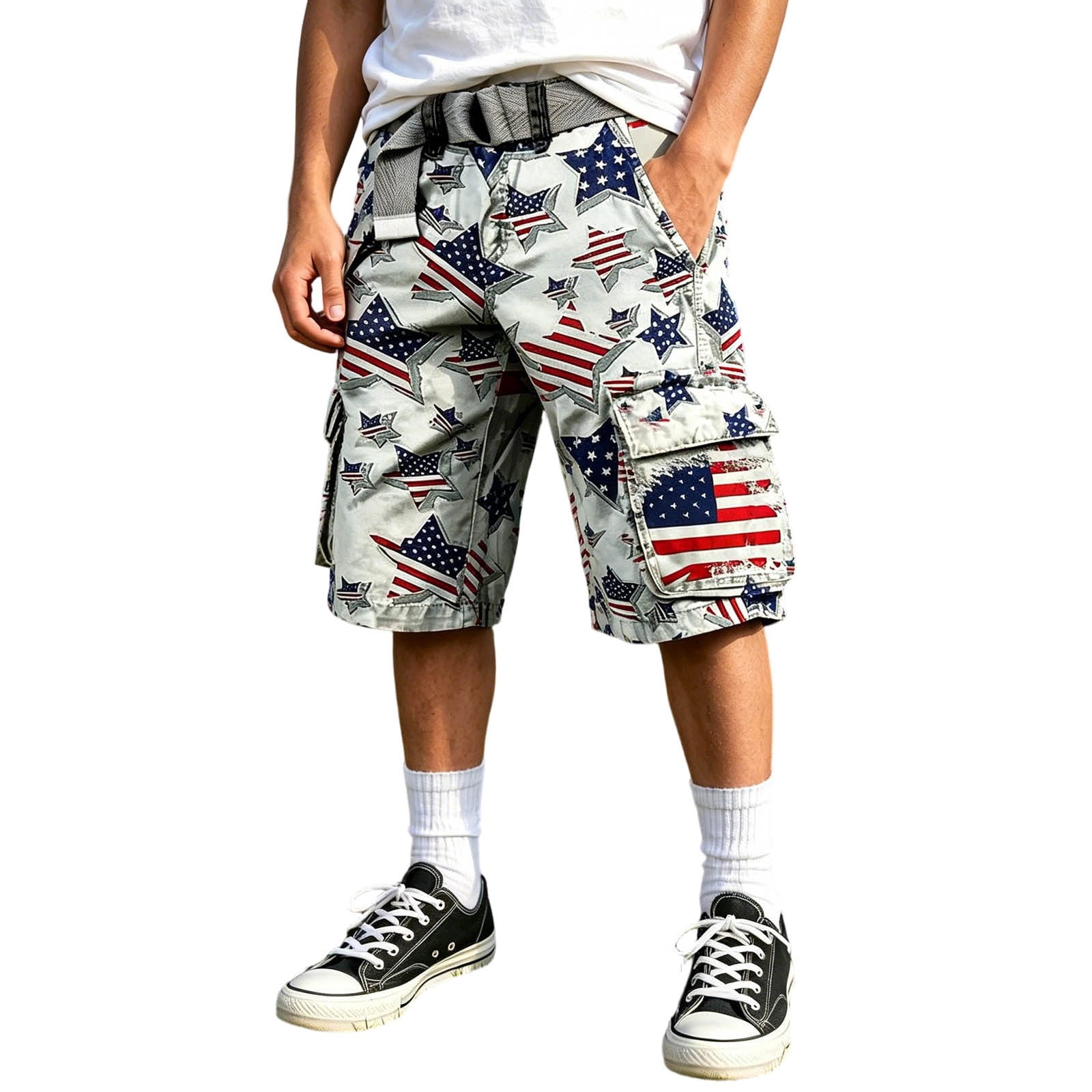 Boys Shorts with USA Independence Day Print Utility Cargo Design for ...