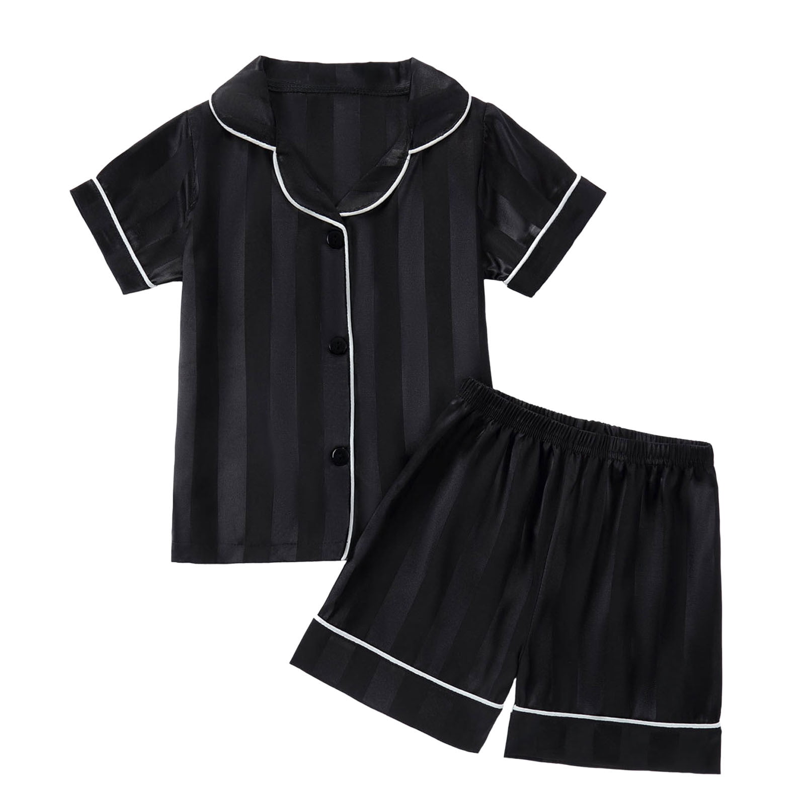 Boys Silk Pajamas Set Summer Sleepwear Button Down short Sleepwear ...