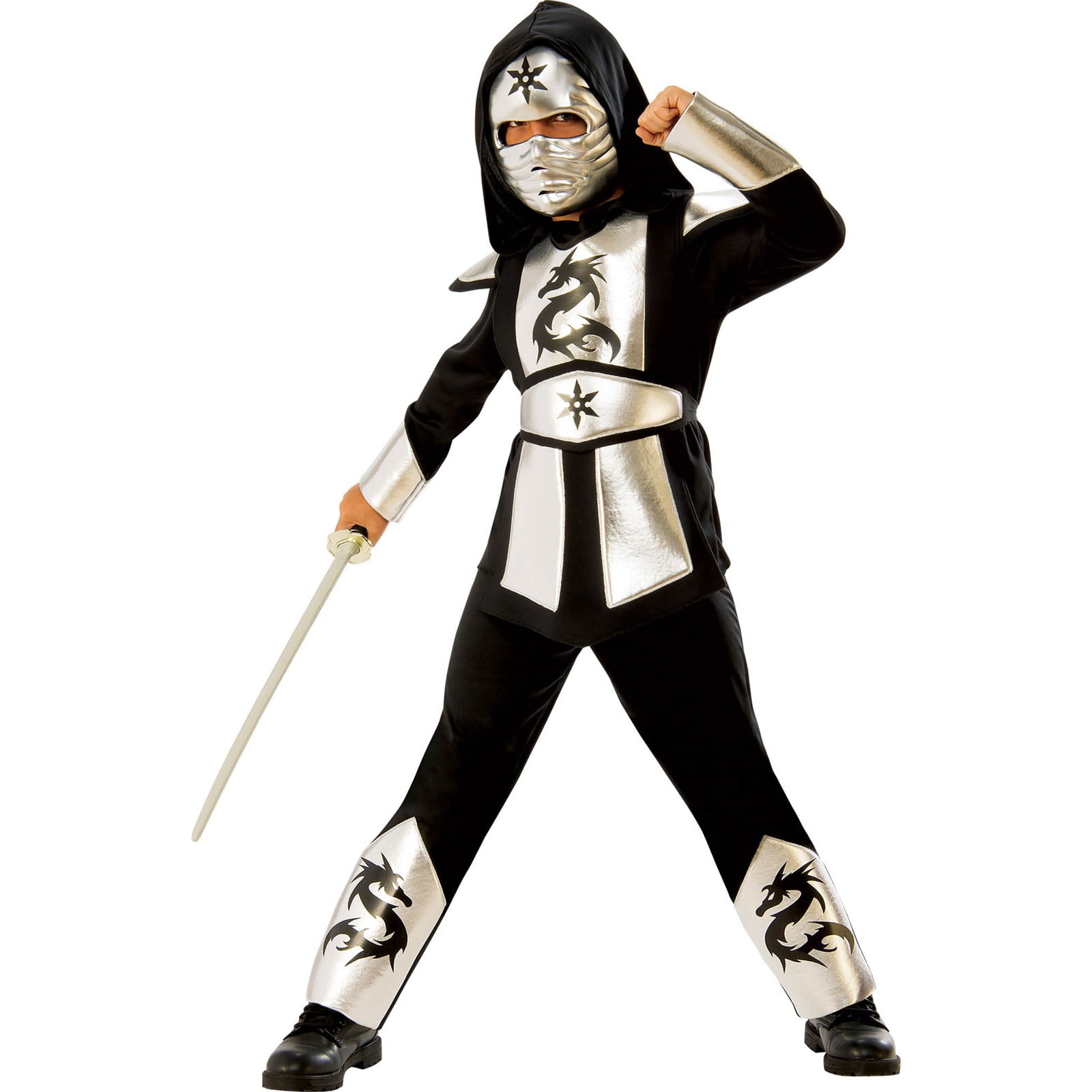 Boys Silver Dragon Ninja Costume - Walmart.com