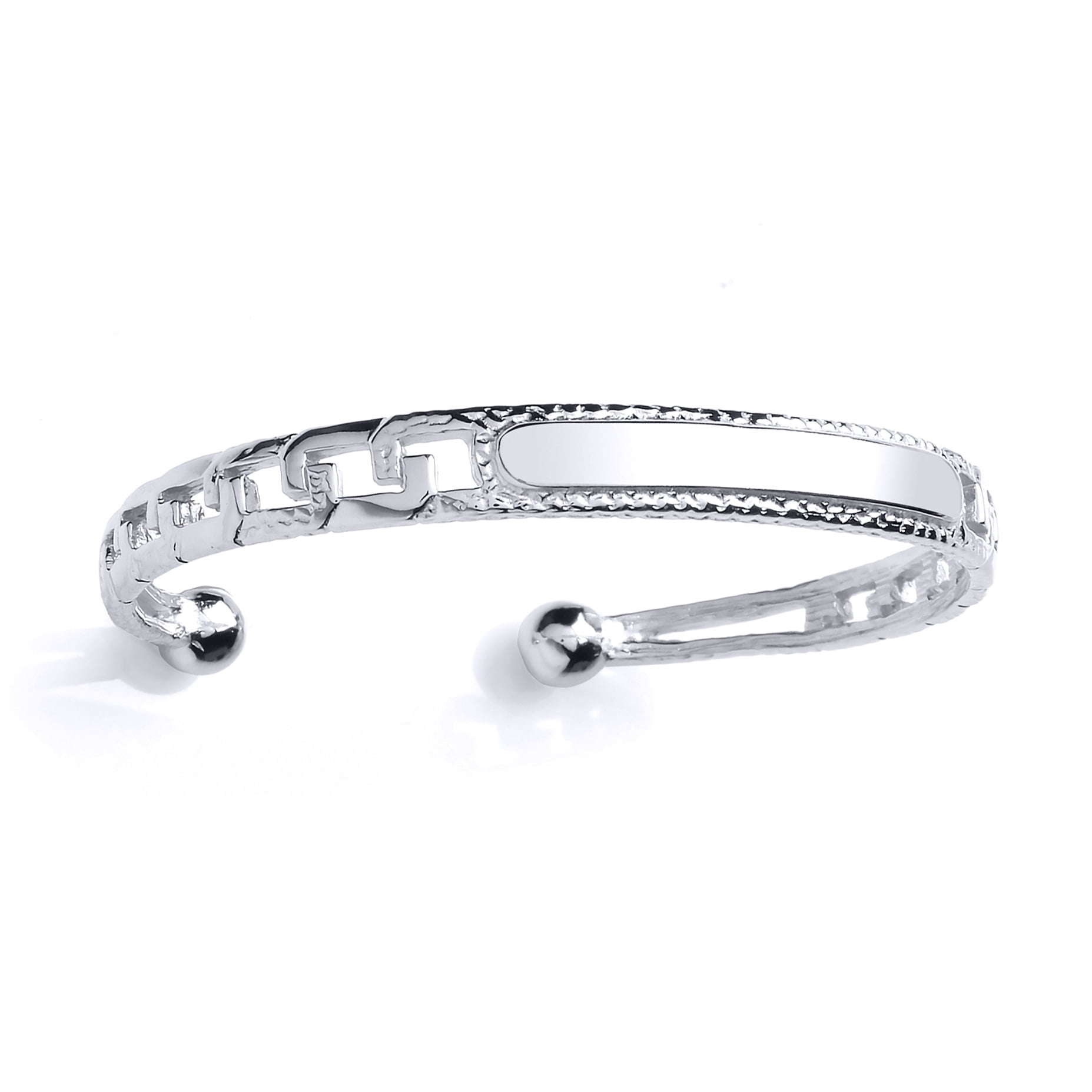 Boys Silver Jewelco London Barked Curb Link ID Torque Baby Bangle ...