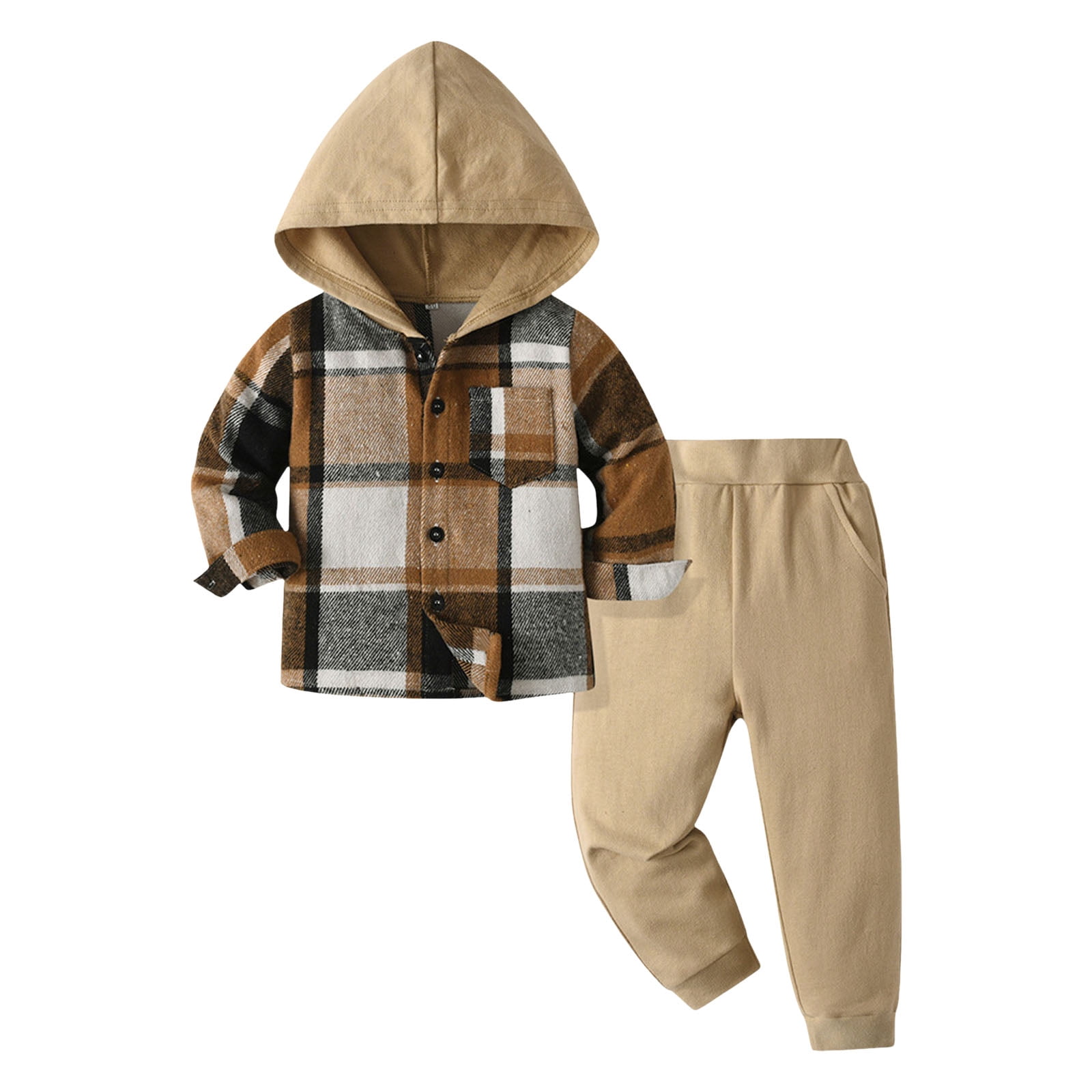 Boys Size 6 Clothes Long Sleeve Boys Outfit Sets 2Pcs Flannel Plaid ...
