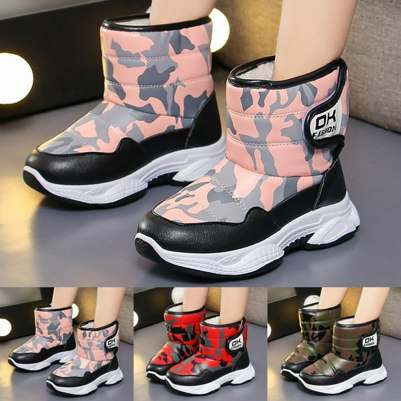 Boys Snow Boots Winter Waterproof Antiskid Boots Hiking Outdoor Shoes ...