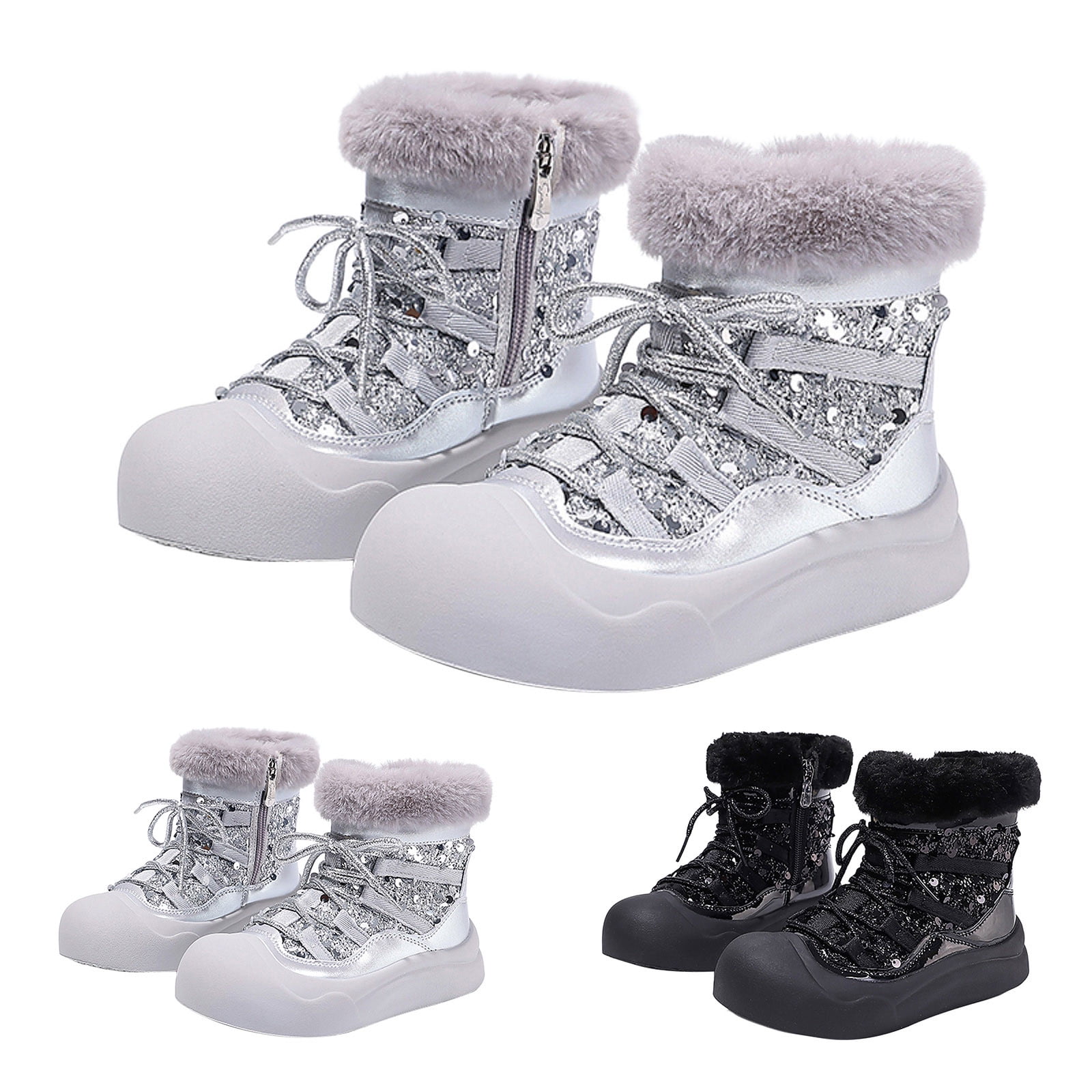 Boys Snow Boots Winter Waterproof Resistant Cold Weather Shoes Silver 4 ...