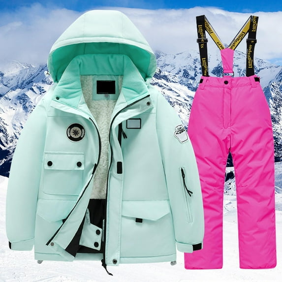 Boys Snow Suits 2 Piece Warm Windproof Ski Jacket Girls and Snow Bibs ...