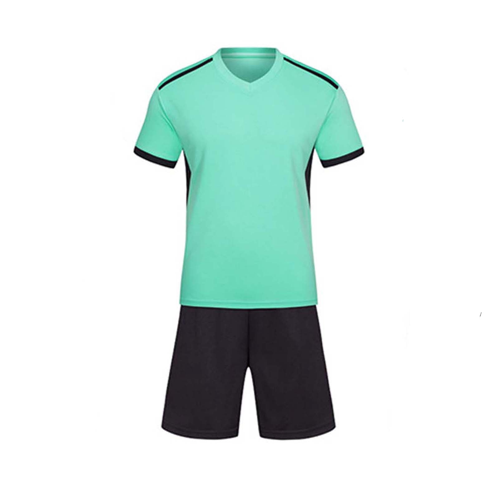Boys Soccer Jersey Set for 4-13 Years, Solid Color Short Sleeve V Neck ...