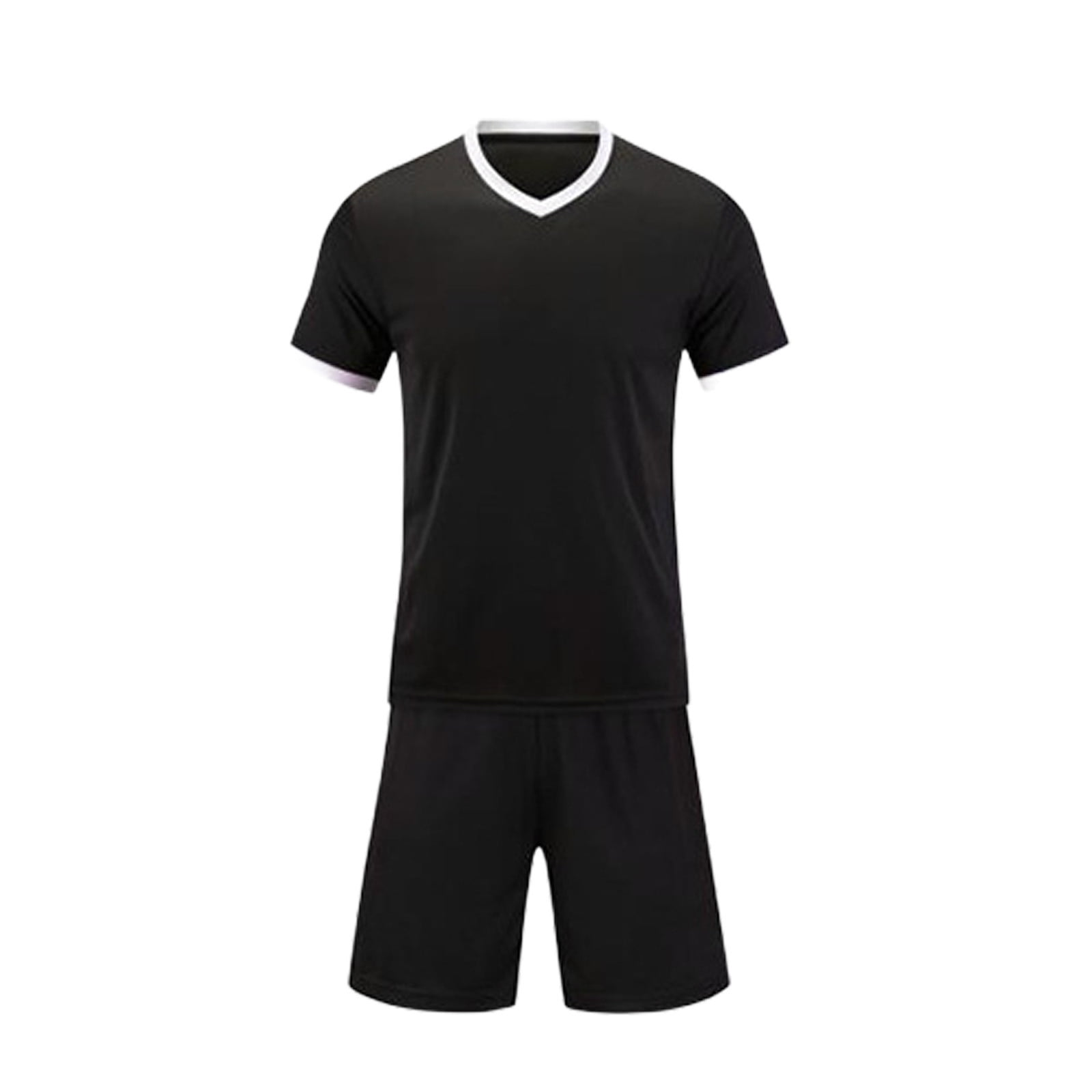 Boys Soccer Jersey Set for 5-12 Years, Solid Color Short Sleeve V Neck ...
