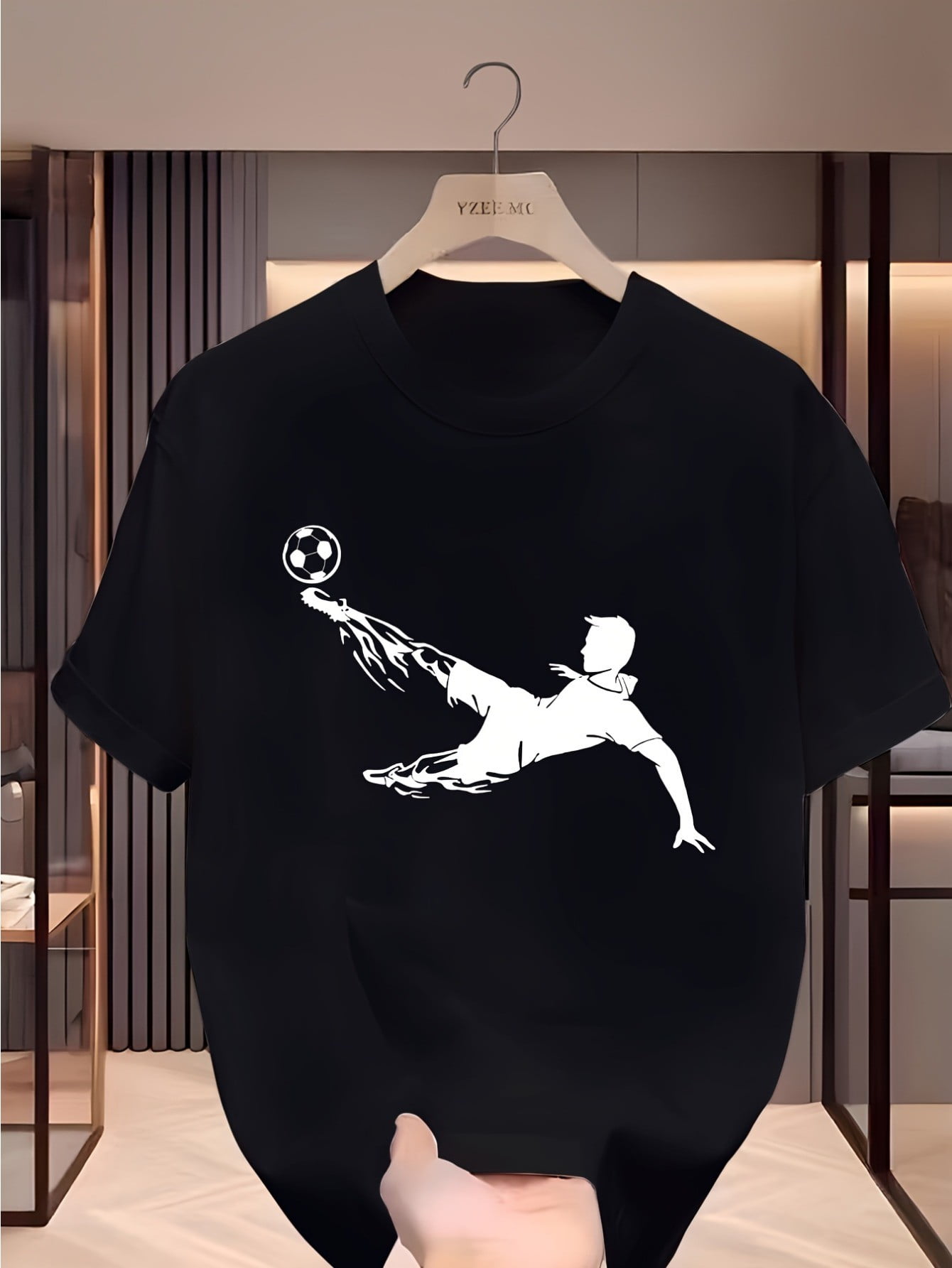 Boys' Soccer-Themed Graphic T-Shirt - Casual Outdoor Wear, Spring ...