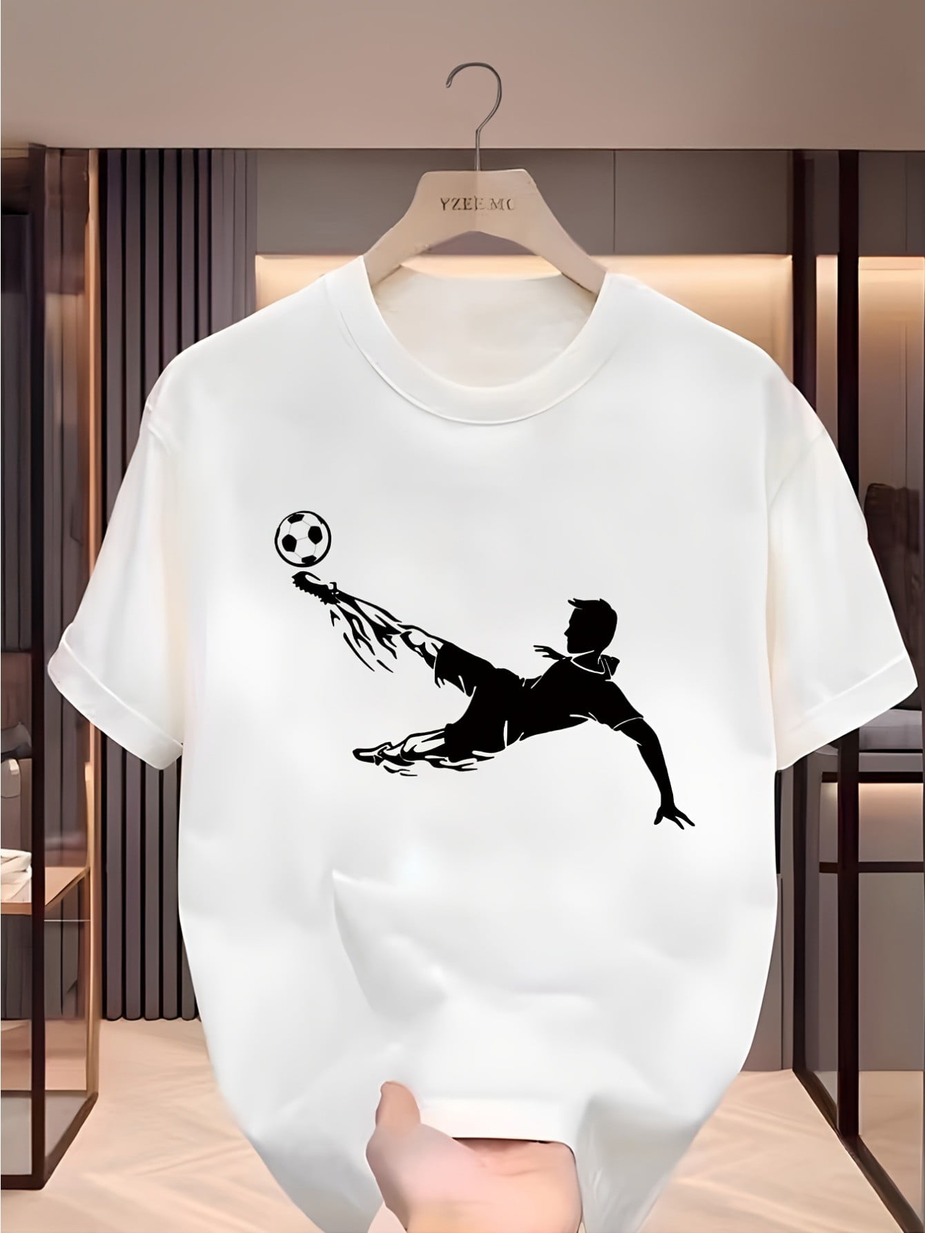Boys' Soccer-Themed Graphic T-Shirt - Casual Outdoor Wear, Spring ...